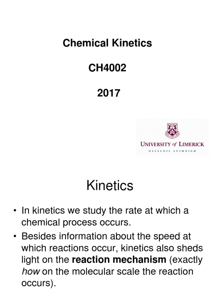CH4002 L12-16 2017 KH Chemical Kinetics Introduction | PDF | Chemical ...