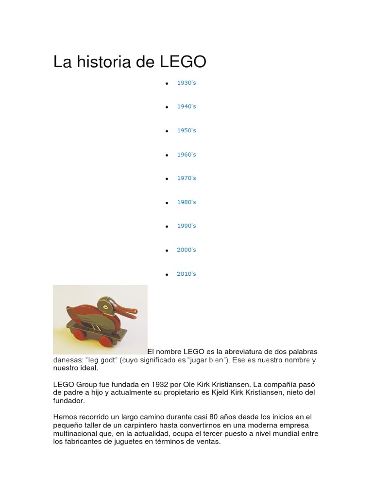 La Historia de LEGO | PDF