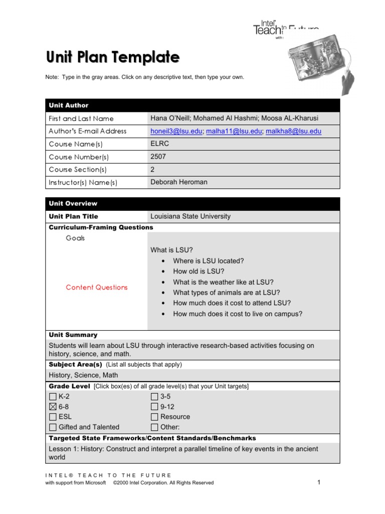 Lsu Unit Template Revised | PDF | Internet | World Wide Web