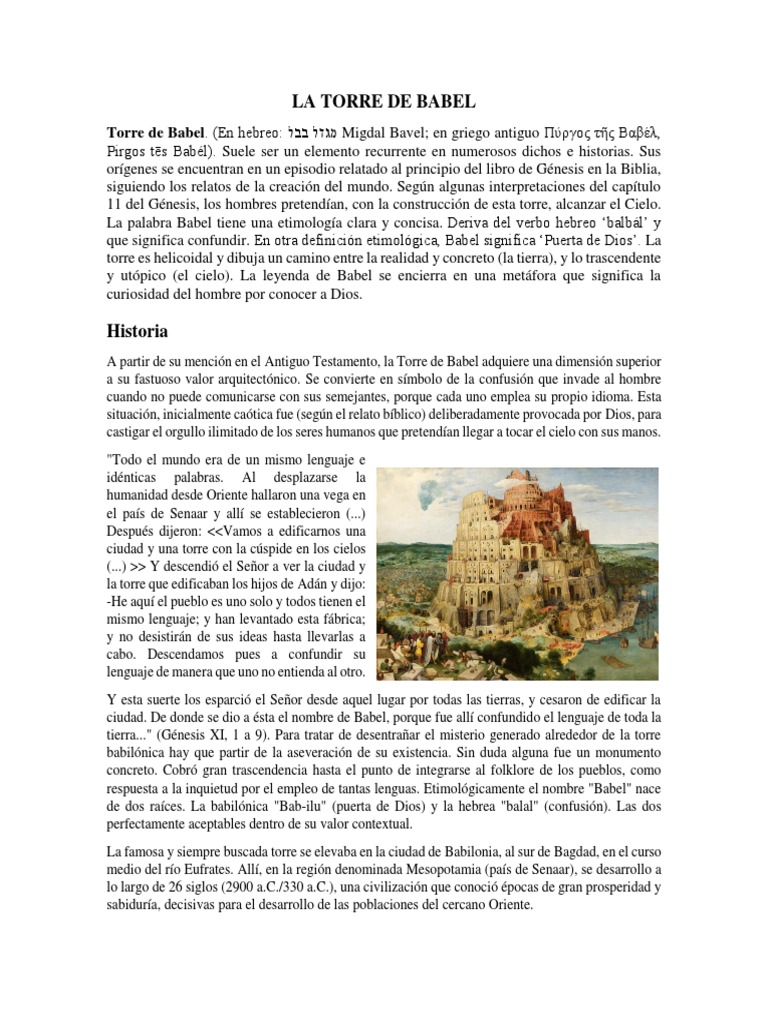 La Torre de Babel | PDF | Religión y creencia | Biblia