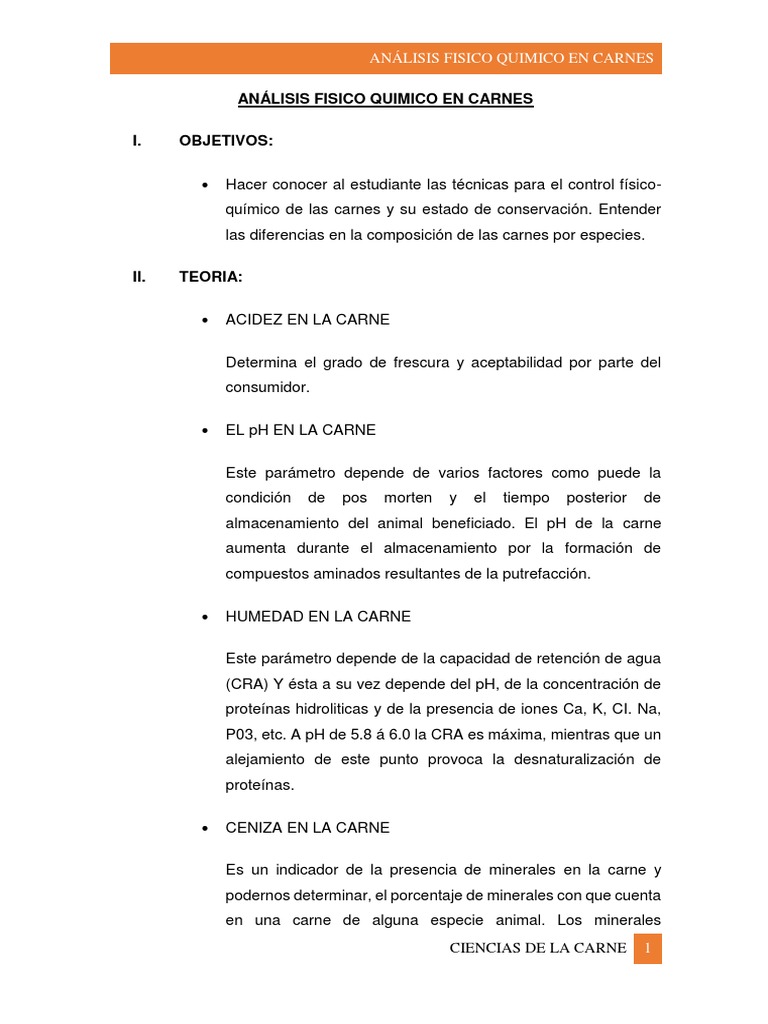 Analisis Fidico Quimico de La Carne Imprimir | PDF | Carne | Moléculas