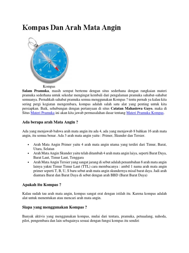 Kompas Dan Arah Mata Angin | PDF
