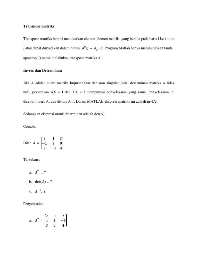 Transpose Matriks | PDF