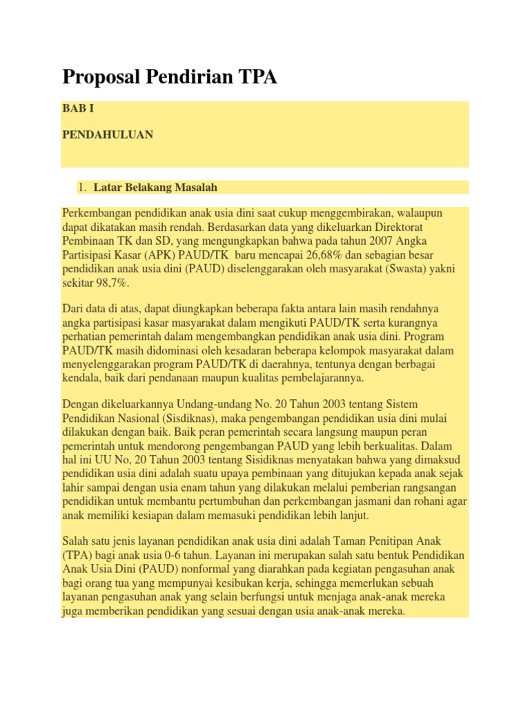 Proposal Pendirian TPA | PDF