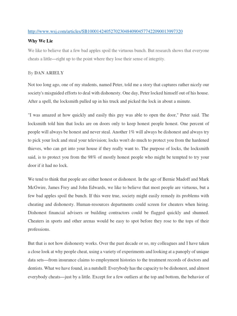 Why We Lie | PDF | Ten Commandments | Matrix (Mathematics)
