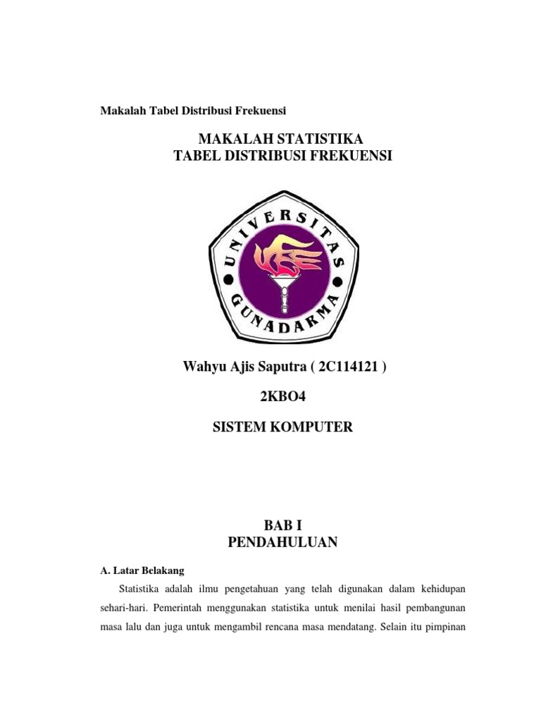 Makalah Tabel Distribusi Frekuensi | PDF