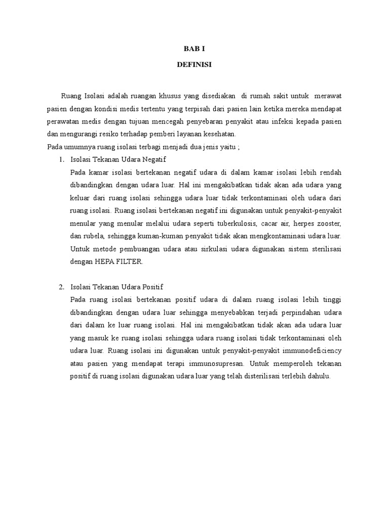 Panduan Ruang Isolasi | PDF