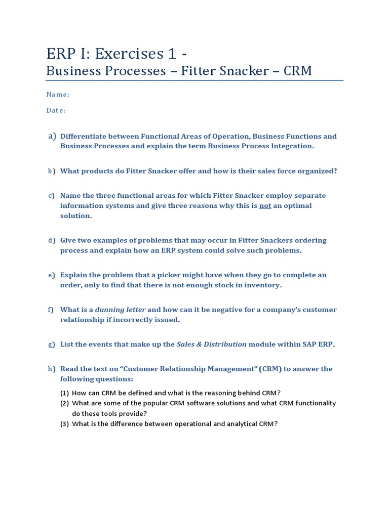 Exercises 1 - Business Processes - Fitter Snacker - GBI | PDF