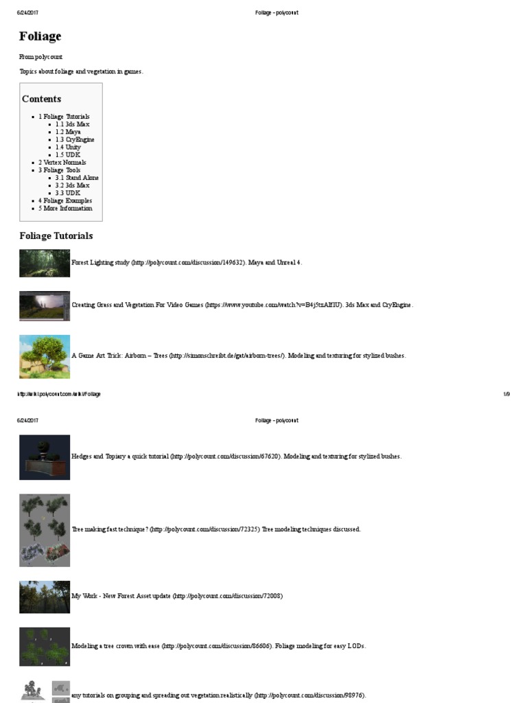 Foliage in Video Games (Polycount) | PDF | Autodesk 3ds Max | Texture ...