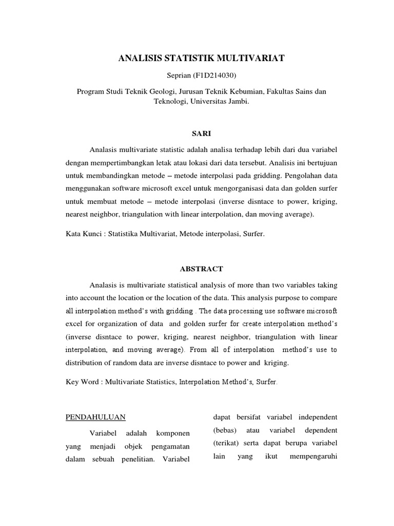 Analisis Statistik Multivariat | PDF