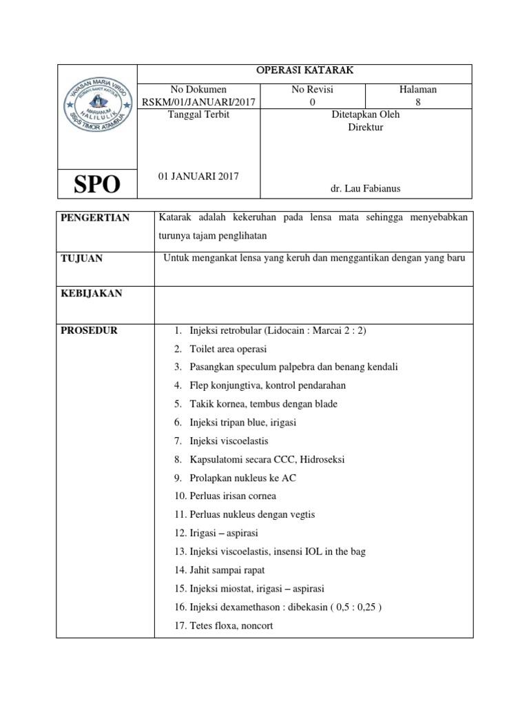 SPO Operasi Katarak | PDF