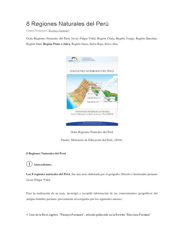 8 Regiones Naturales Del Perú | PDF | Perú | Andes