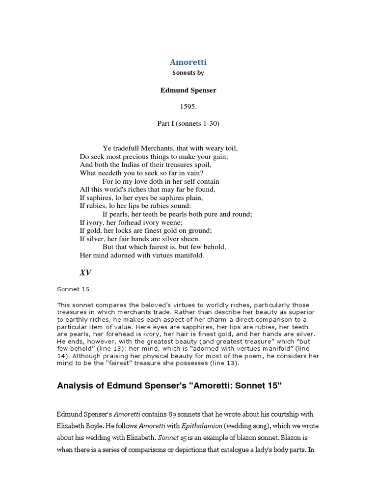 Spencer | PDF | Sonnets | Edmund Spenser