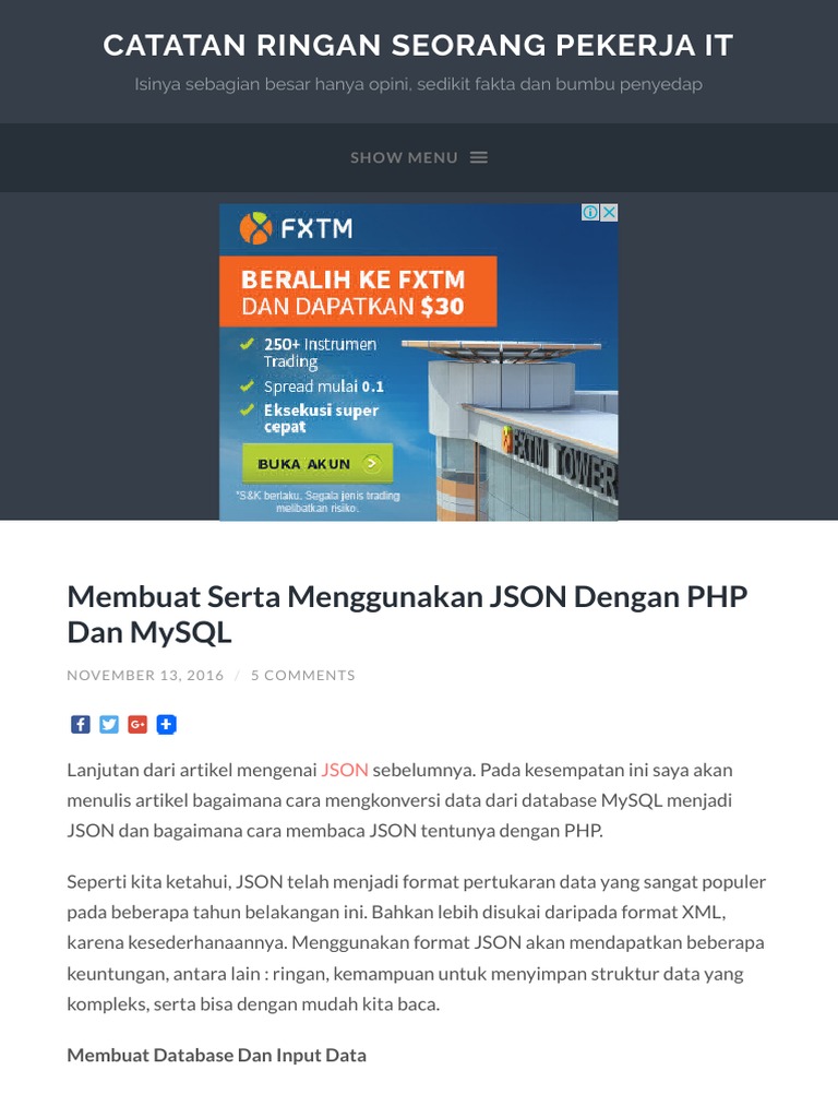 Tutorial Encode Dan Decode JSON Dengan PHP MySQL | PDF