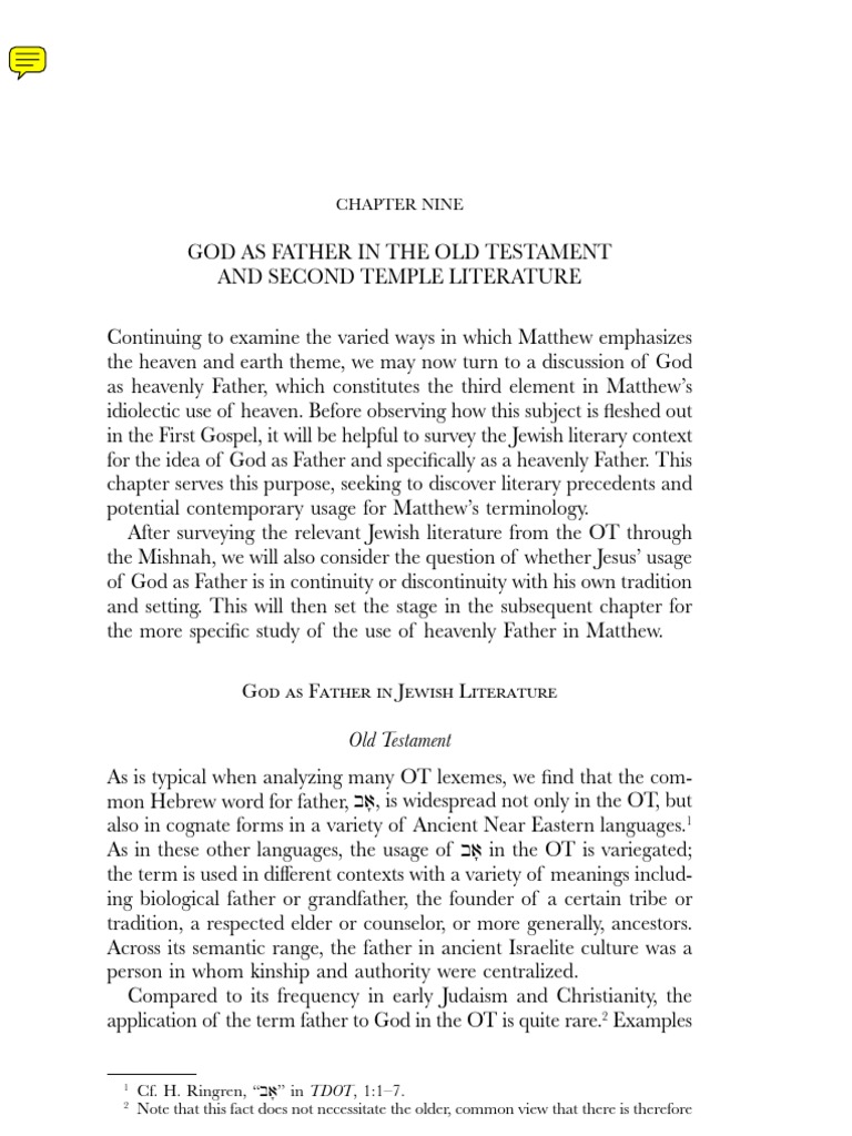 GOD AS FATHER in Old Testament and in Matthew - From BOOK PENNINGTON ...