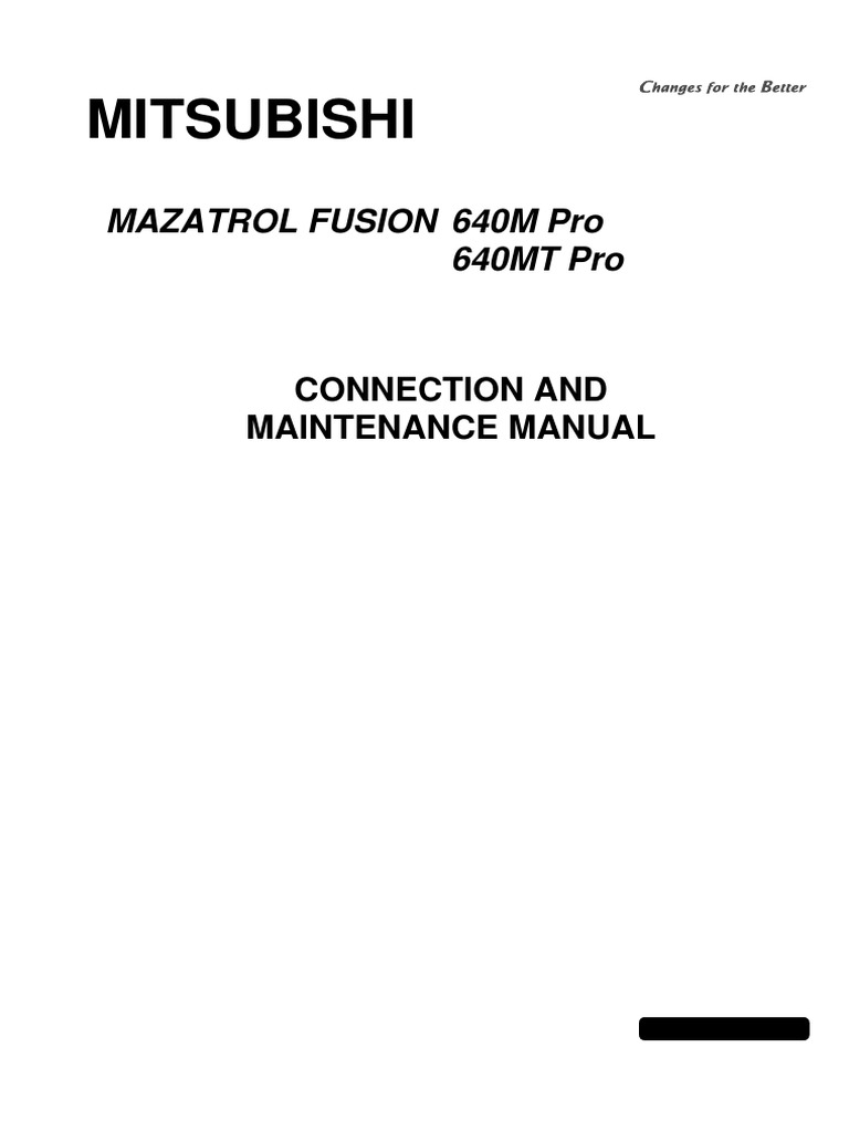 Mazatrol Fusion 640M Pro 640MT Pro Connection and Maintenance BNP ...