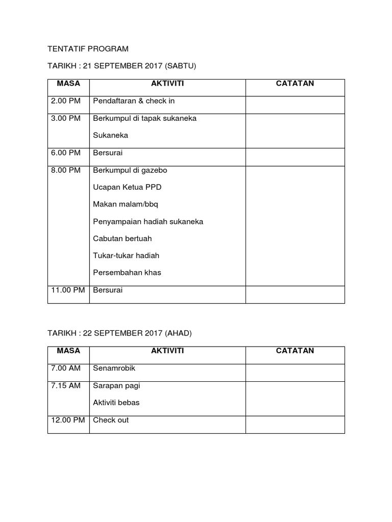Tentatif Program Family Day | PDF