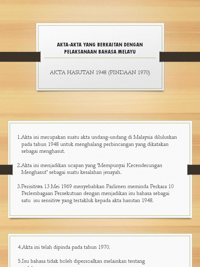 Akta-Akta Yang Berkaitan Dengan Pelaksanaan Bahasa Melayu | PDF