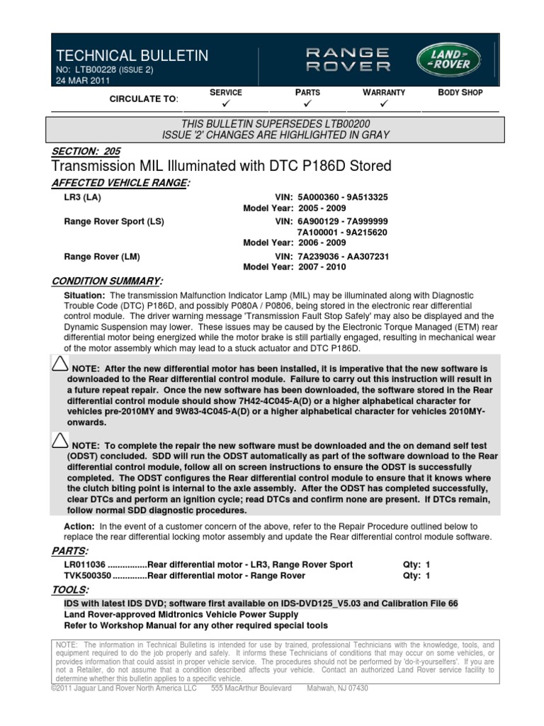 LandRover LTB00228-Issue2 L319-L320-L322 201103 | PDF | Transmission ...