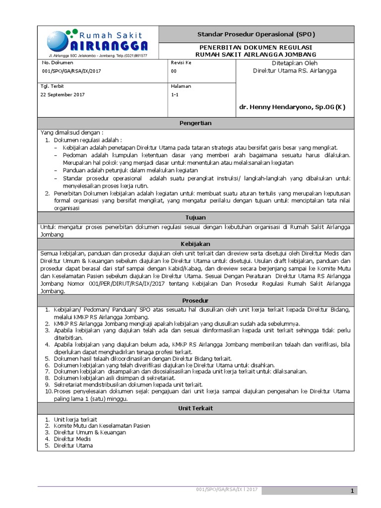 SPO Penerbitan Dokumen Regulasi | PDF