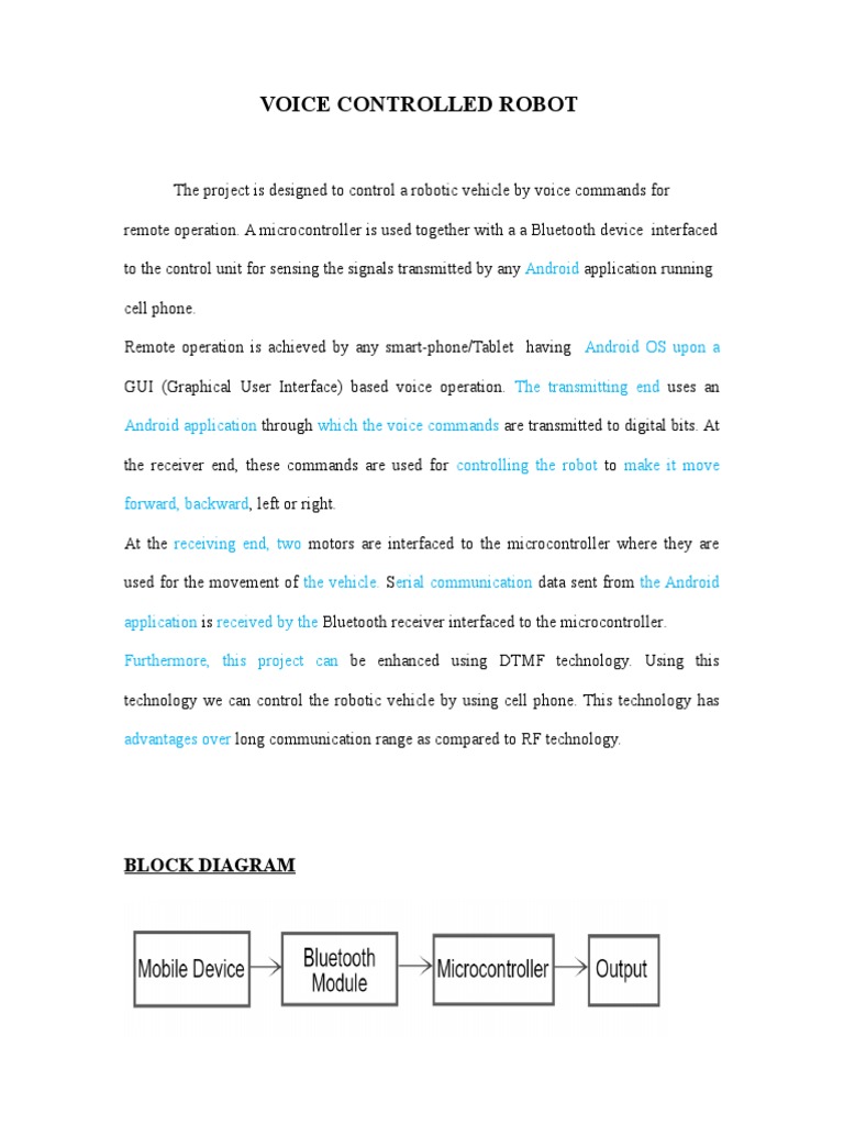 Voice Controlled Robot: Block Diagram | PDF