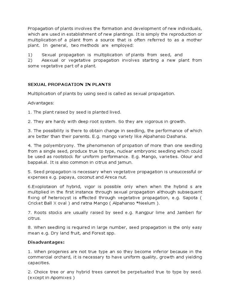 Sexual Propagation in Plants | PDF | Seed | Grafting