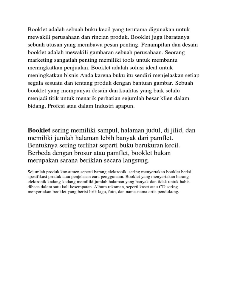 Pengertian Booklet | PDF