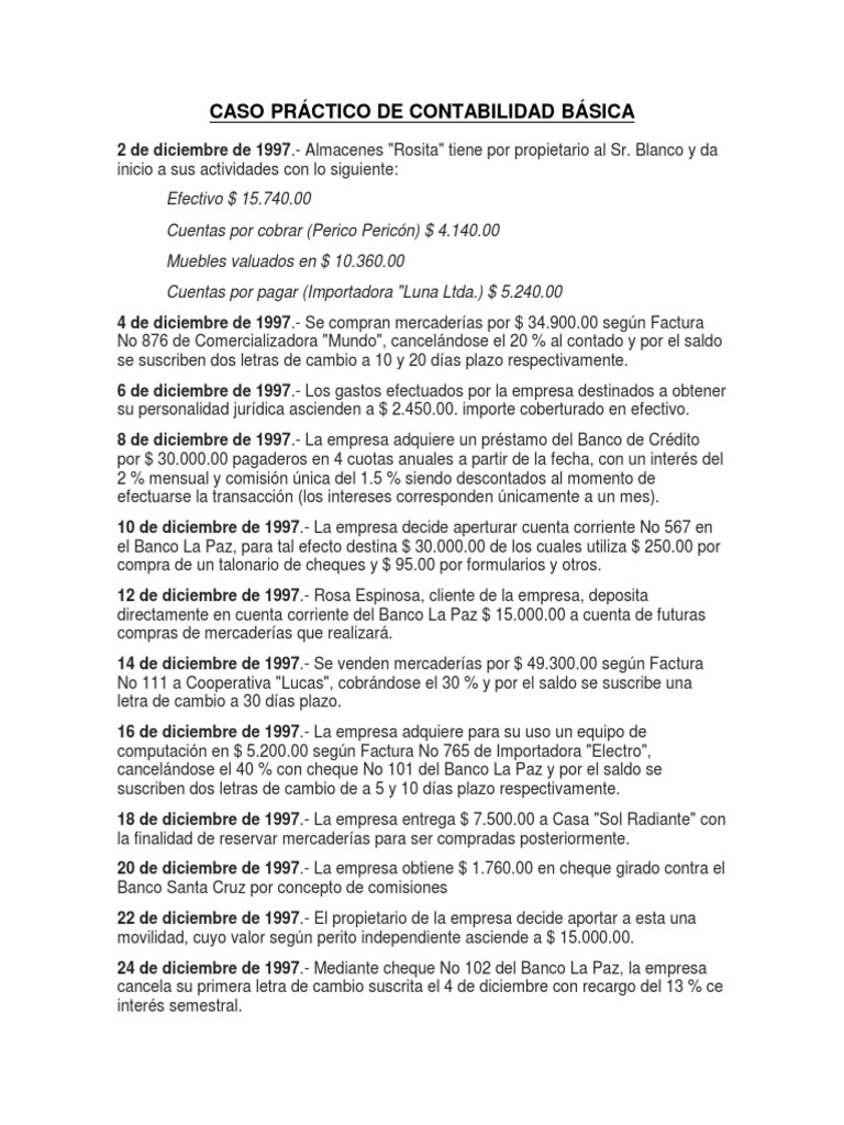Caso Práctico de Contabilidad Básica | PDF | Bancos | Euro