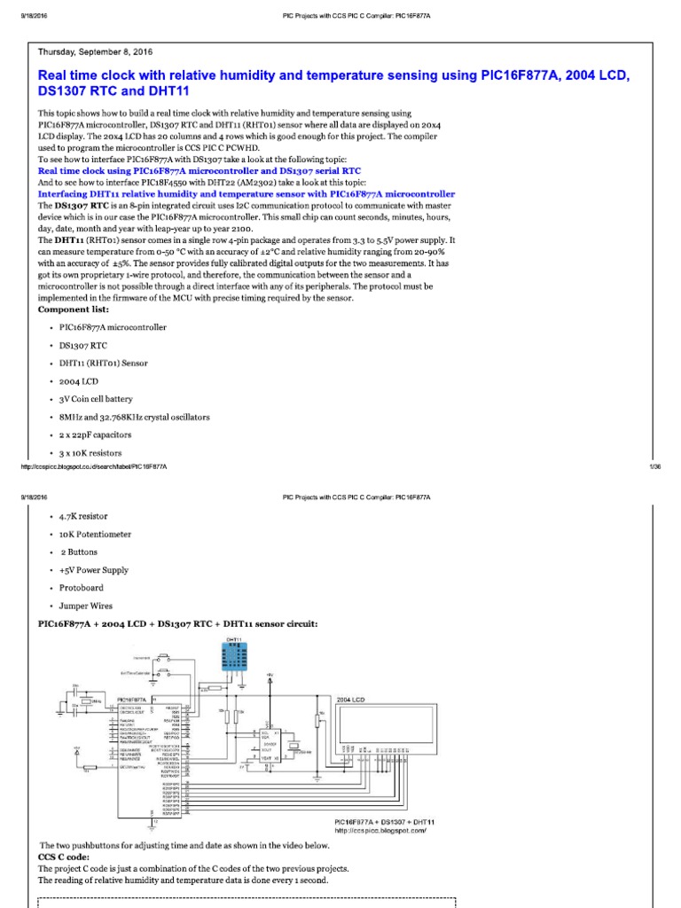 PIC Projects With CCS PIC C Compiler - PIC16F877A | PDF