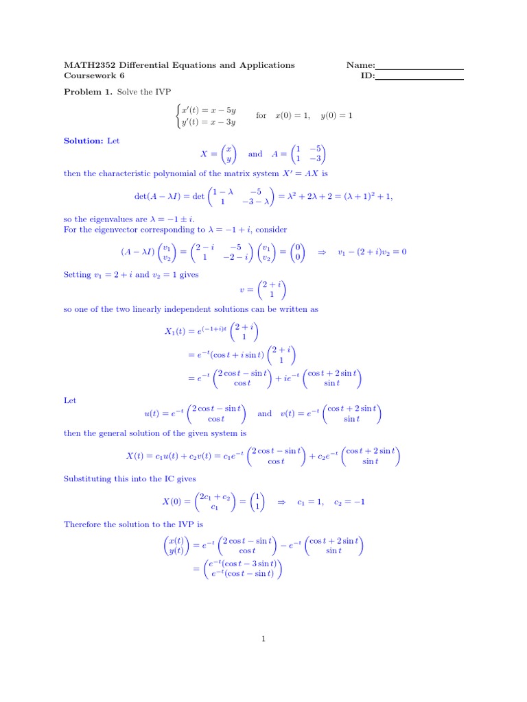 MATH2352CW6 | PDF | Eigenvalues And Eigenvectors | Algorithms