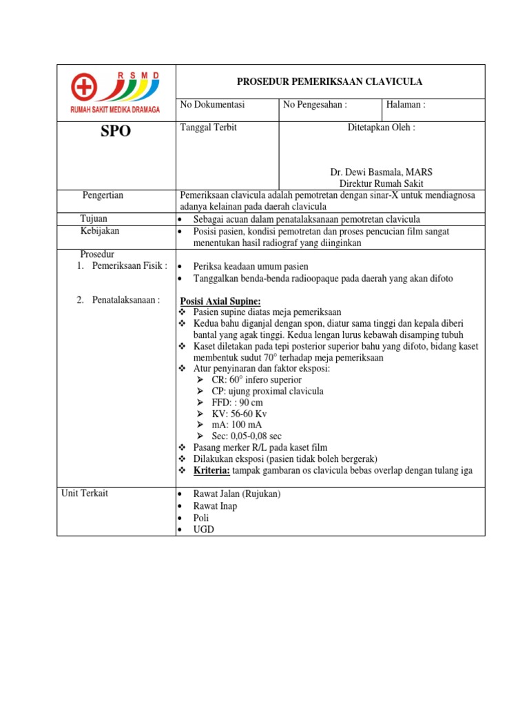 Sop Pemeriksaan Radiologi | PDF
