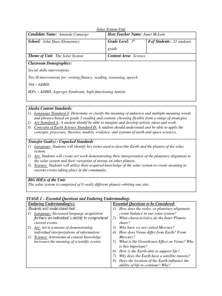 Solar System Unit Cover Page | PDF | Natural Satellite | Planets