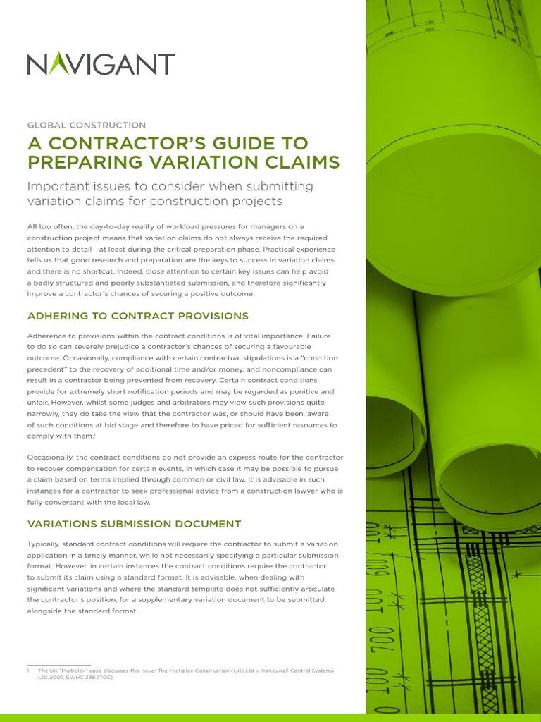 Contractors Guide To Preparing Variation Claims M PDF | PDF | Damages ...