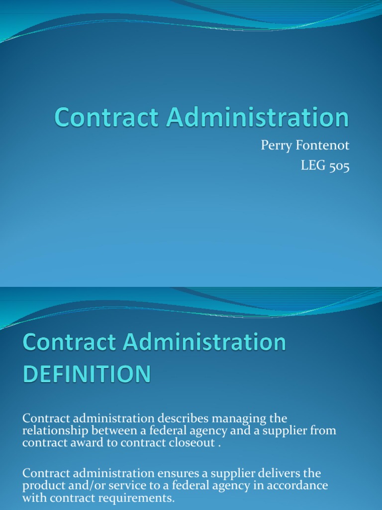 Contract Administration.ppt | Government Procurement In The United ...