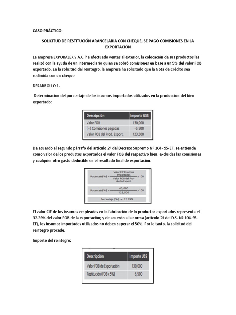 Caso Práctico Drawback | PDF