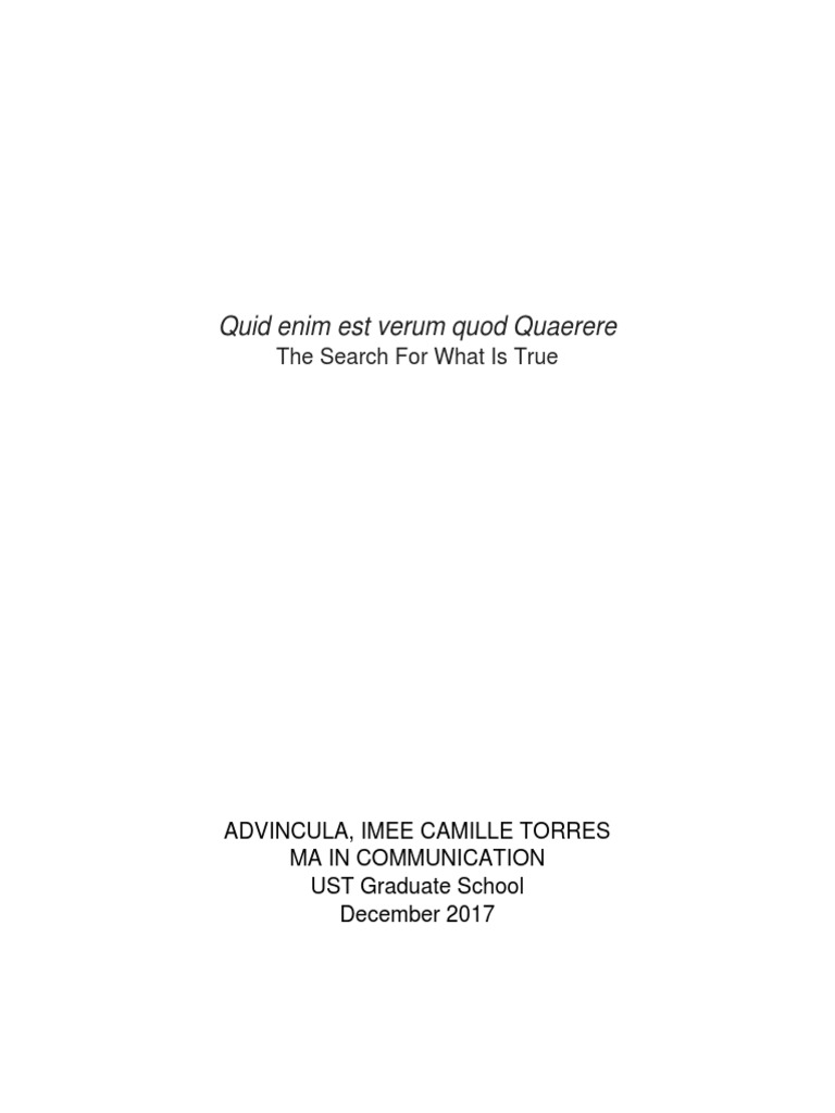 Quid Enim Est Verum Quod Quaerere | PDF