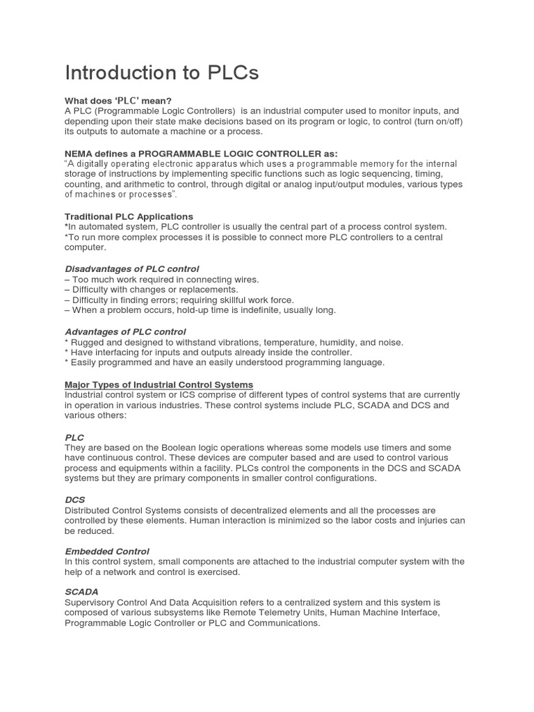 Introduction To PLCs | PDF | Programmable Logic Controller | Osi Model
