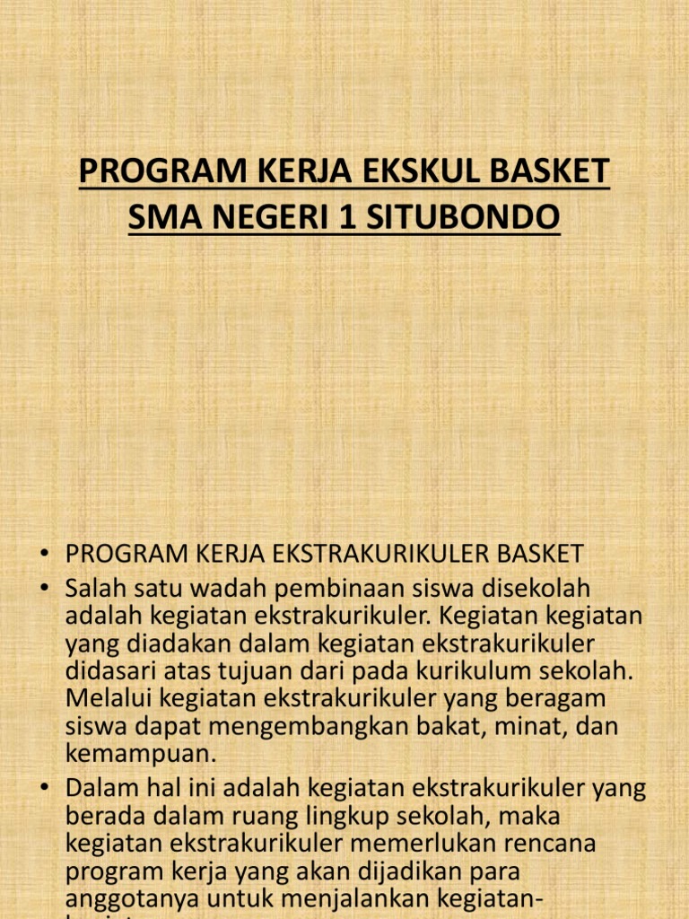 Program Kerja Ekskul Basket Sma Negeri 1 Situbondo | PDF | Seni