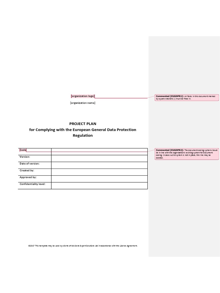 GDPR Project Plan EN | PDF | Information Privacy | Government Information