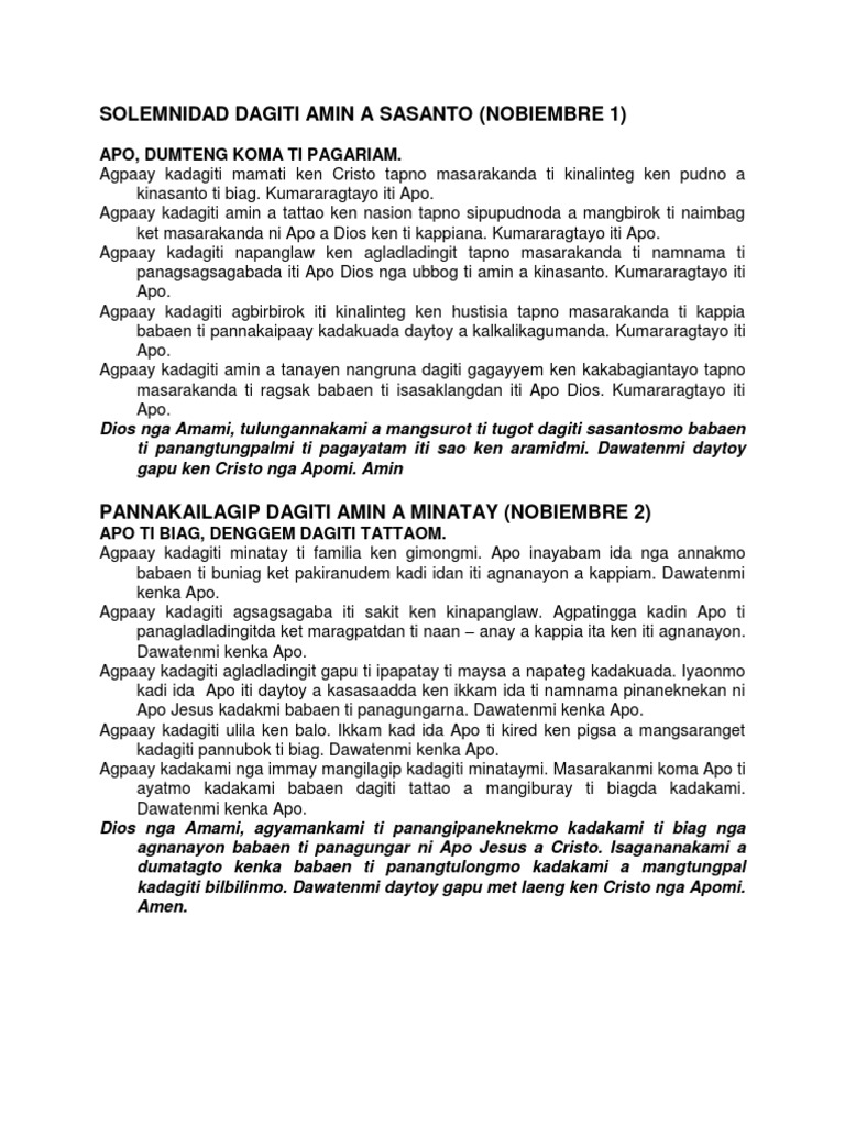 Kararag A Sapasap B | PDF