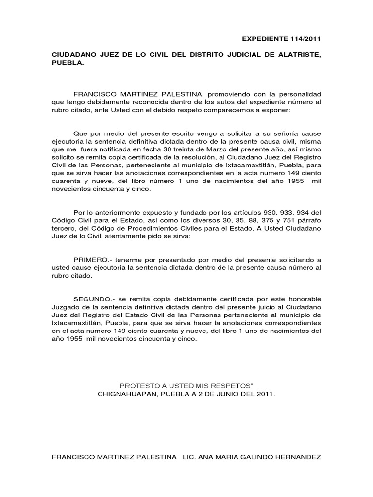 Solicitud De Ejecutoria De Sentencia Derechomexicano Com Mx - Riset