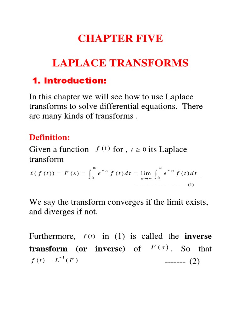 Chapter 5.1 Laplace Transforms | PDF | Laplace Transform | Abstract Algebra