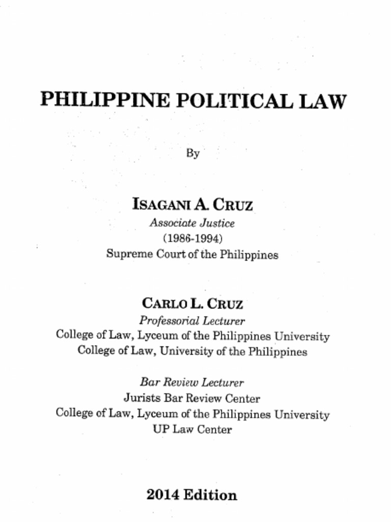 Philippine Political Law - Isagani Cruz 2014 PDF | PDF