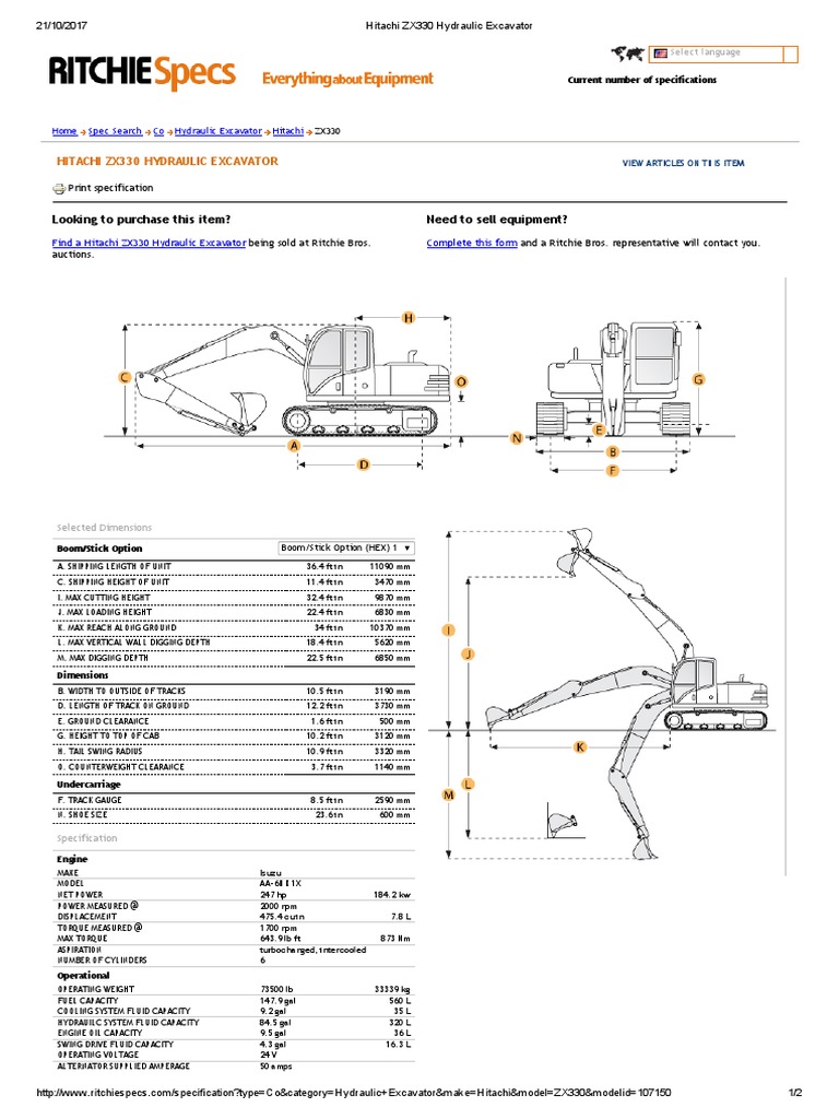 Hitachi ZX330 Hydraulic Excavator | PDF | Vehicles | Mechanical Engineering