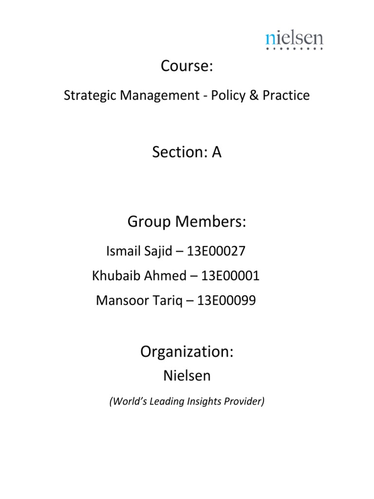 Nielsen - Strategic Management Project | PDF | Strategic Management ...