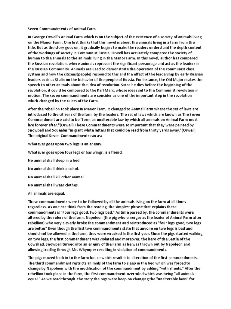 Seven Commandments of Animal Farm | PDF | Politics (General)