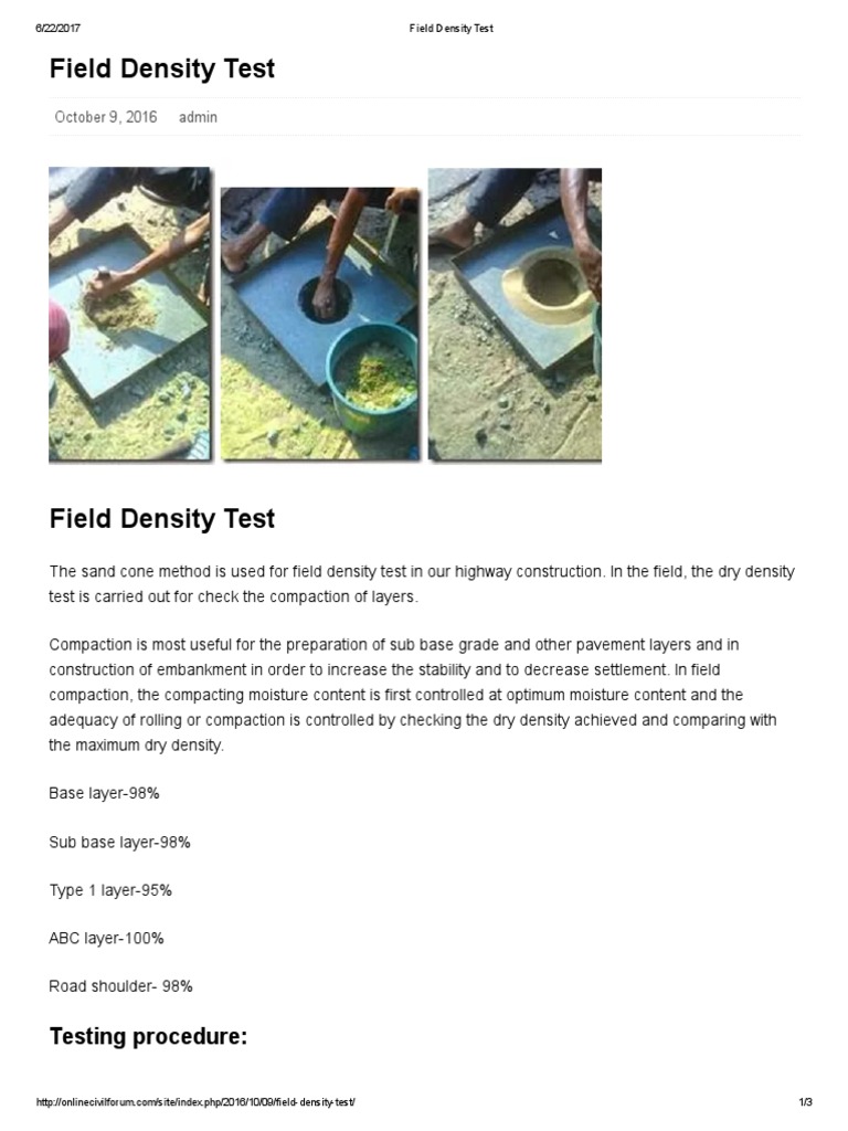 Field Density Test | PDF