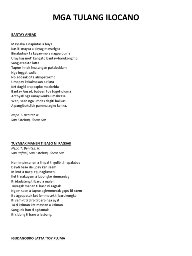 Mga Tulang Ilocano