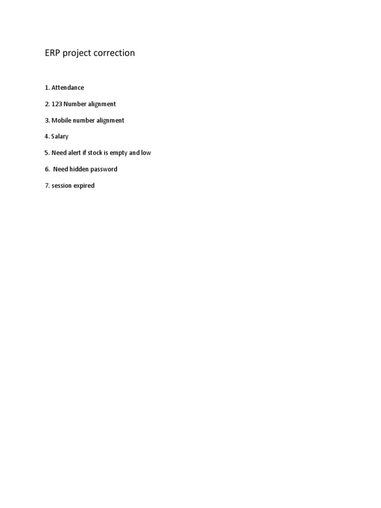 ERP Project Corrections Overview | PDF