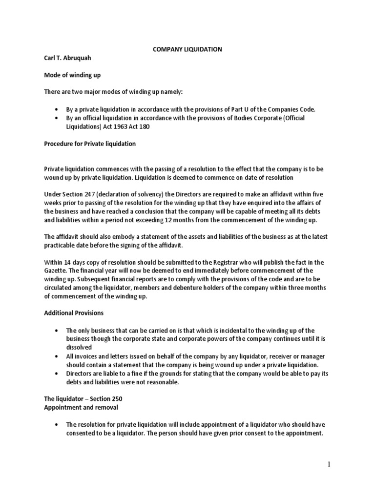 Company Liquidation | PDF | Liquidation | Bankruptcy